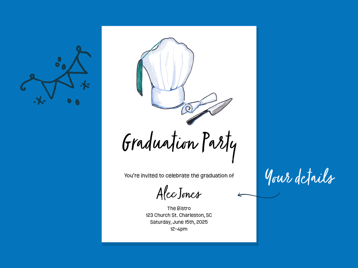 Chef Graduation Invite Template - Digital Download Chef Graduation Par ...
