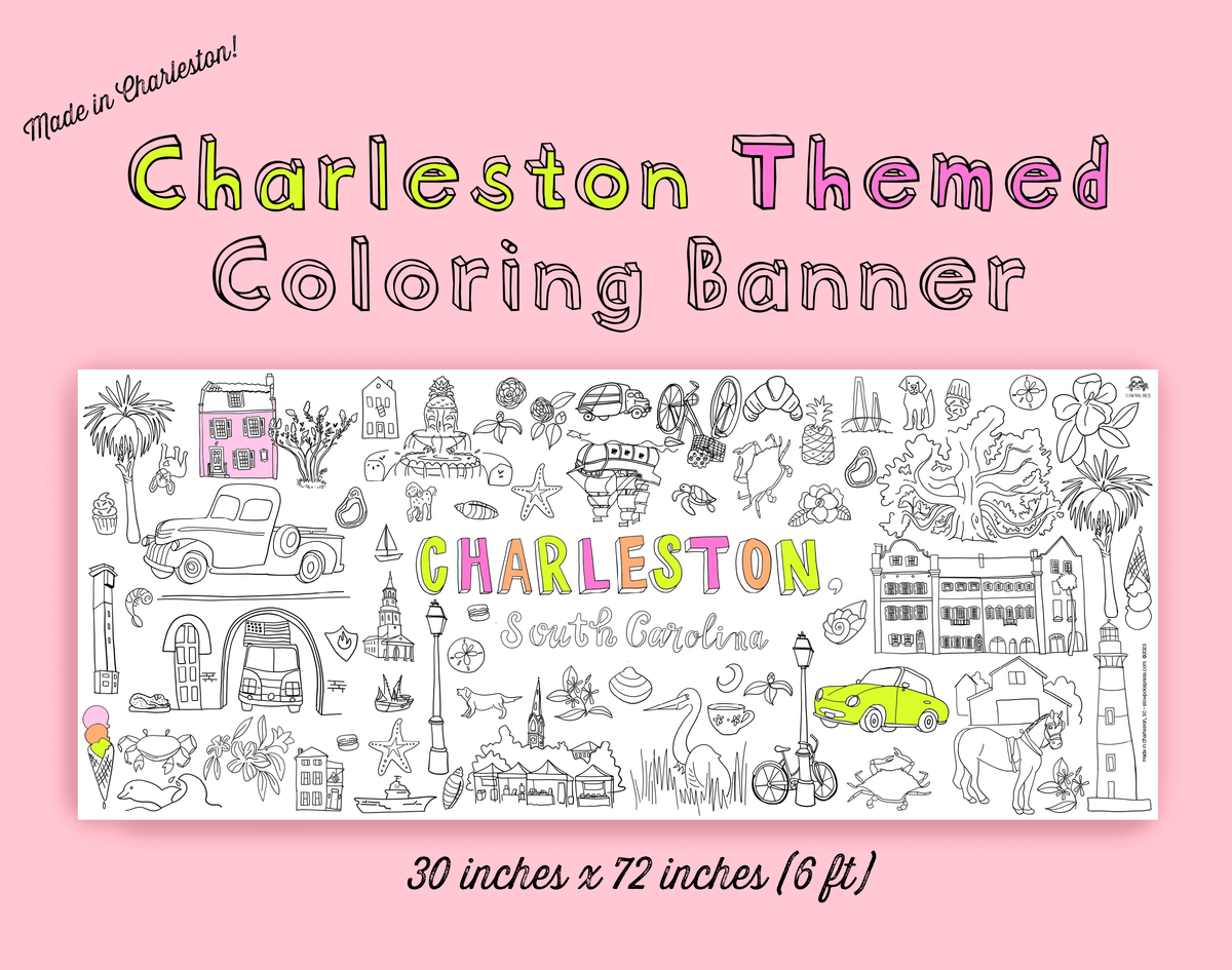 Charleston Themed Coloring Banner, Giant Coloring Page, Party Table Co ...